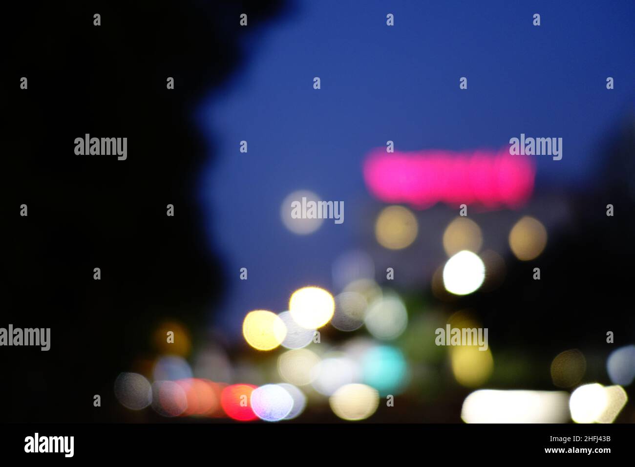 Defocused object of night street view in the city center Stock Photo ...