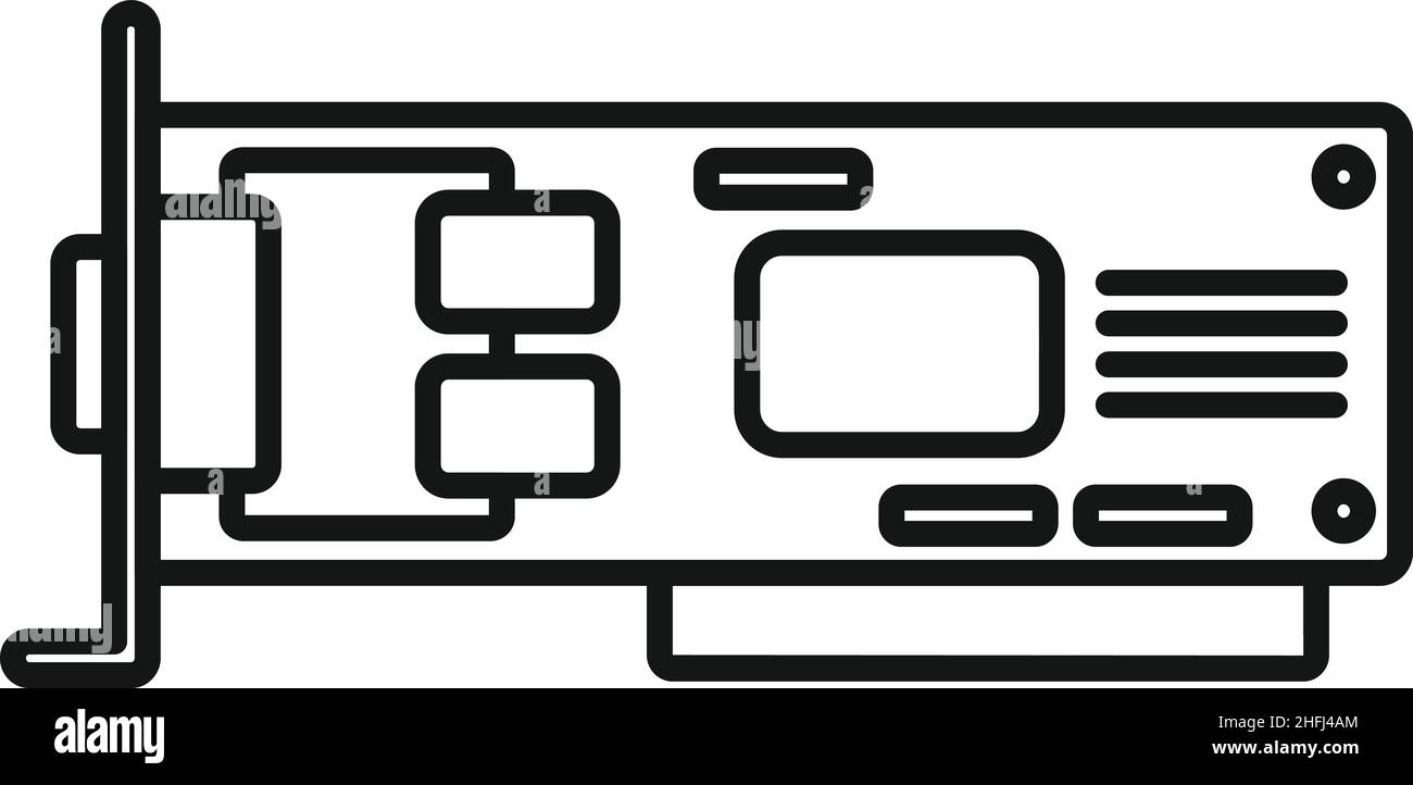 Video card processor icon outline vector. Computer gpu. Cpu cooler Stock Vector Image & Art - Alamy