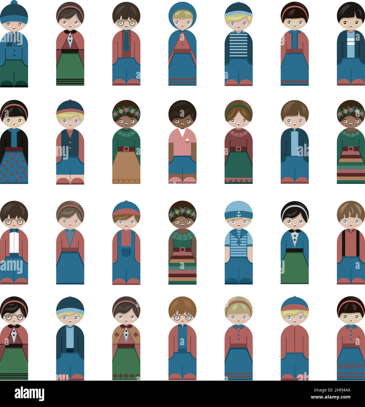 Set of peg doll cartoon people Stock Vector Image & Art - Alamy