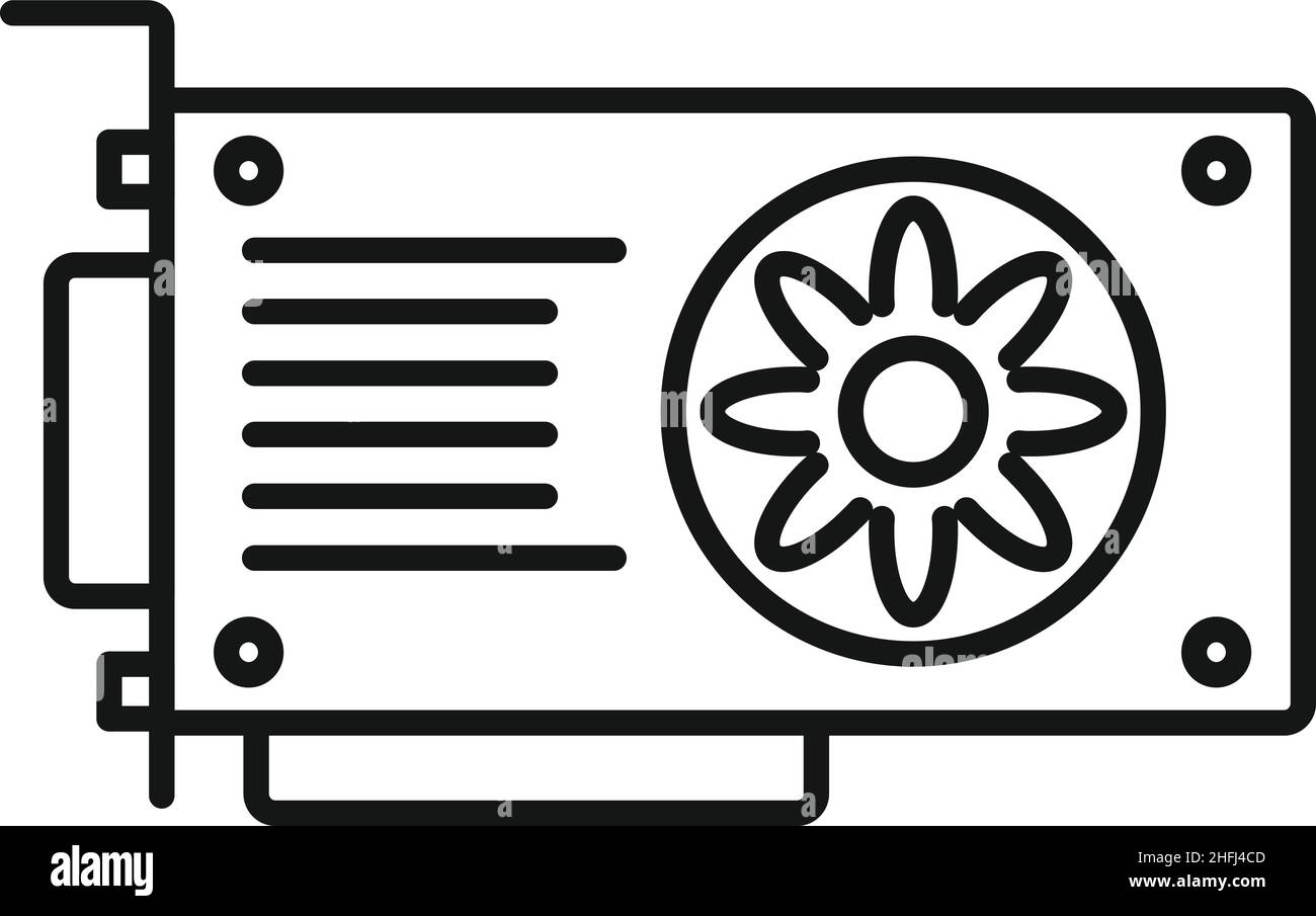 Mining video card icon outline vector. Computer gpu. Pc fan Stock Vector Image & Art - Alamy