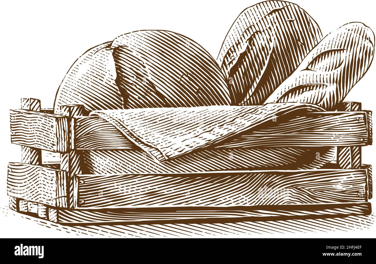 Drawing of bread in bread basket hi-res stock photography and images ...