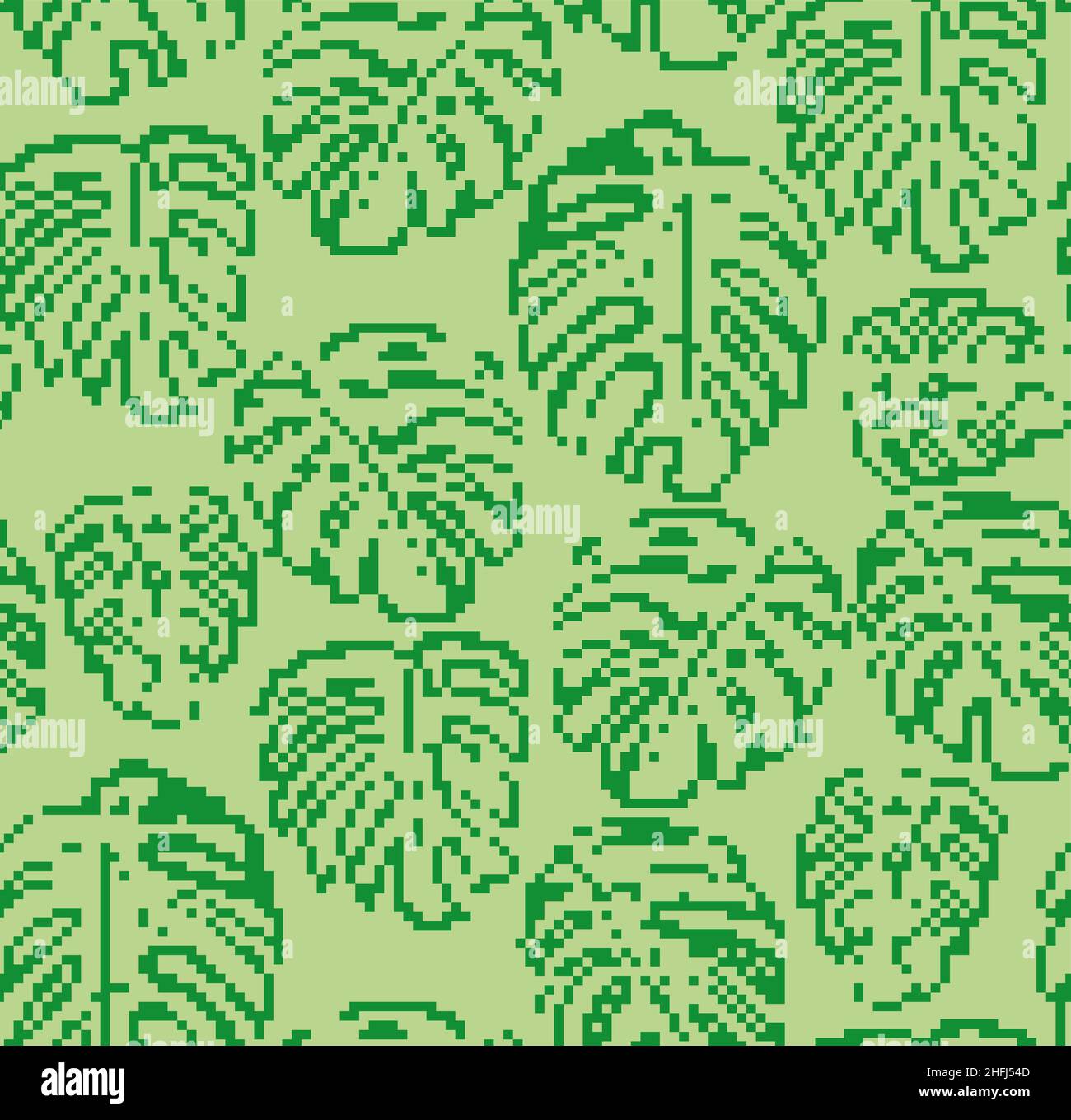 Monstera pattern pixel art. pixelated Palm leaves background. 8 bit ...