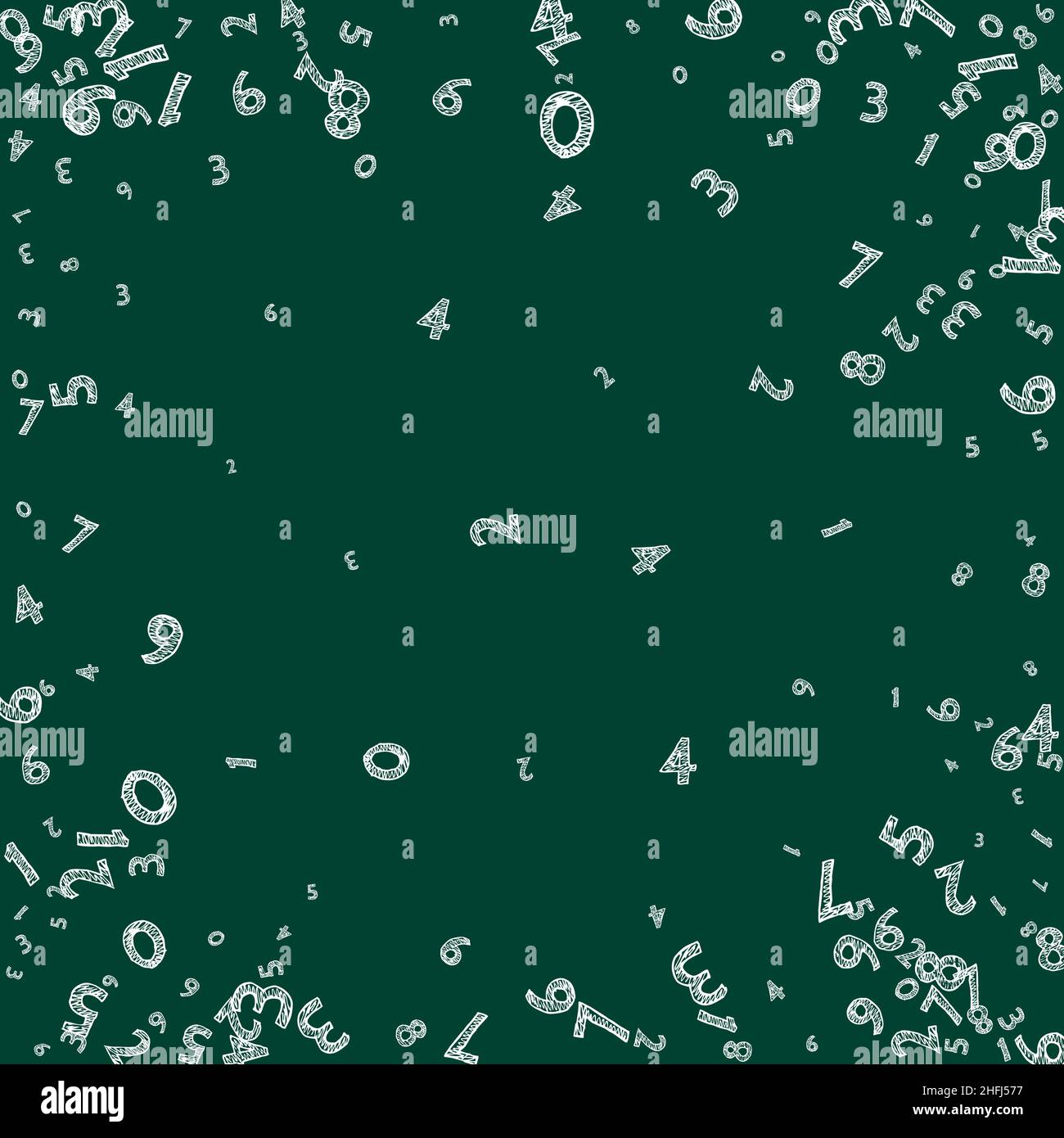 Falling childish chalk numbers. Math study concept with flying digits ...