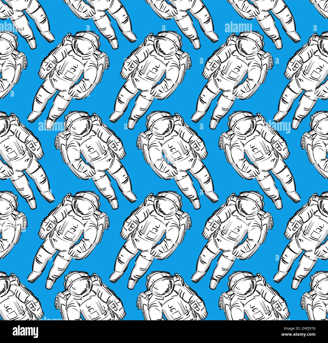 Astronaut pattern seamless. hand drawing cosmonaut background. spaceman ...
