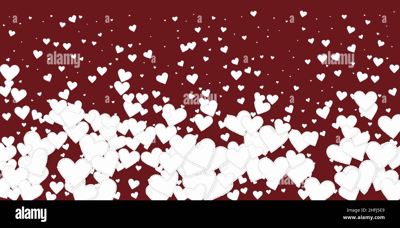 White heart love confettis. Valentine's day falling rain favorable background. Falling stitched ...