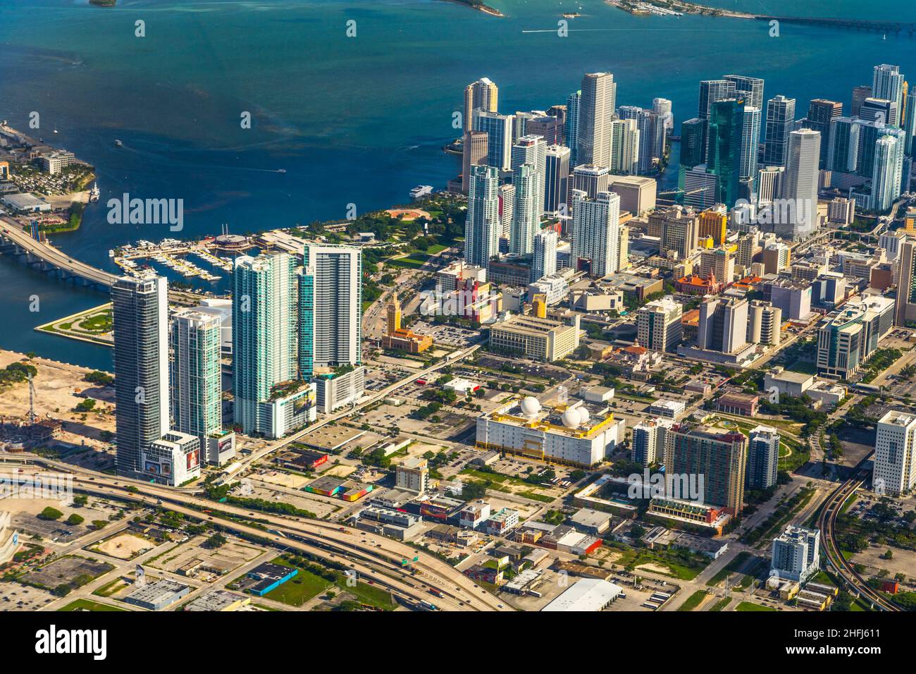 aerial of town and beach of Miami Beach Stock Photo - Alamy
