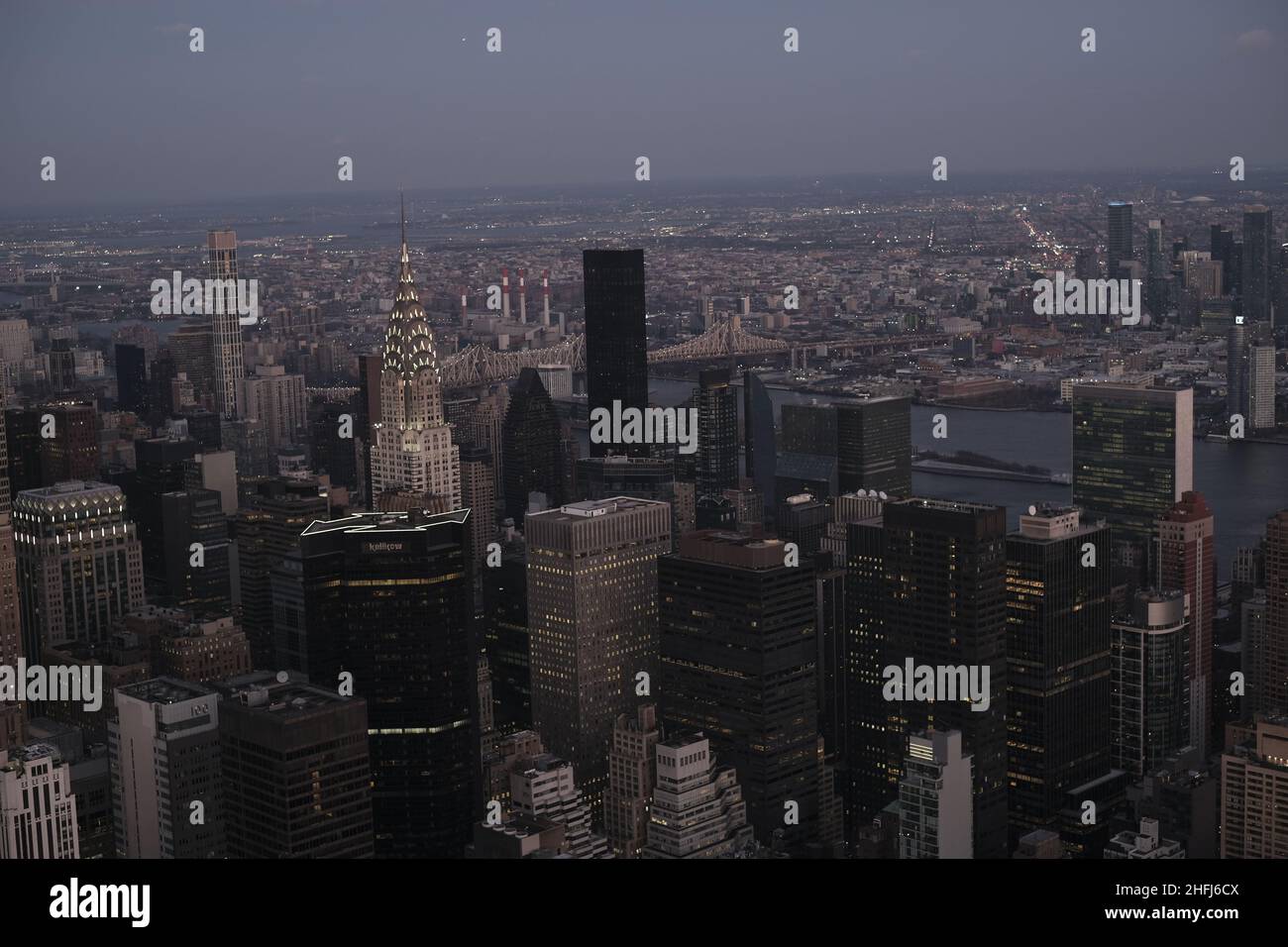 Aerial view of New York, skyscrapers evening Stock Photo - Alamy