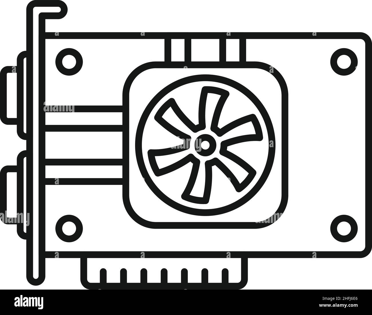 Video Card Board Icon Outline Vector Computer Gpu Pc Fan Stock Vector Image And Art Alamy