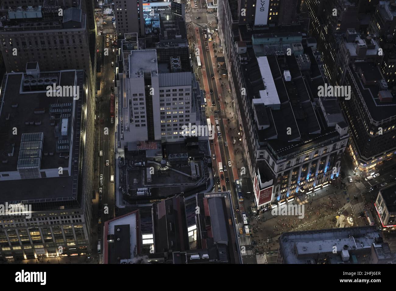 Aerial view of New York, skyscrapers evening Stock Photo - Alamy