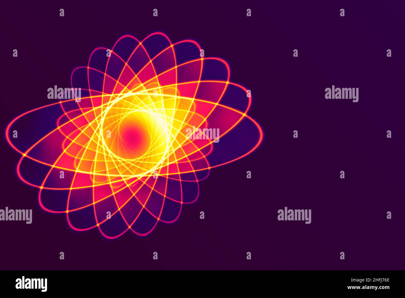 Atomic energy symbol. Electrons moving on orbits Atomic energy concept ...