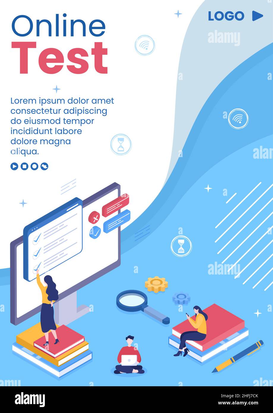 Online Testing Course Post Template Flat Design Illustration Editable ...