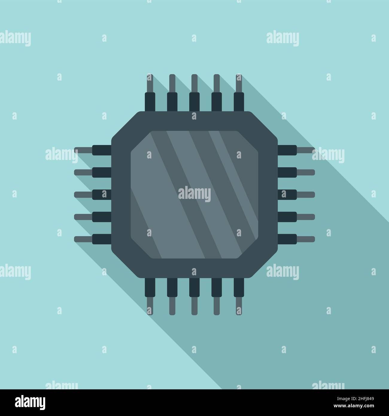 Data Cpu Icon Flat Vector Digital Computer Core Micro Stock Vector