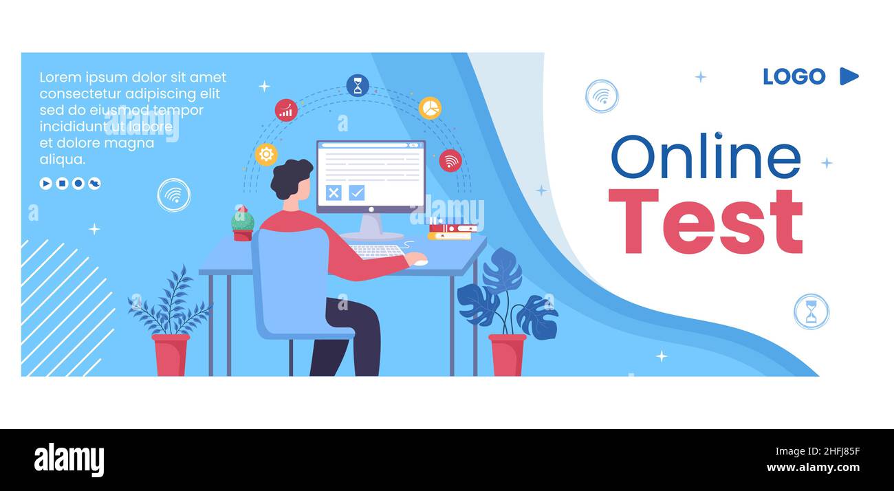 Online Testing Course Cover Template Flat Design Illustration Editable ...