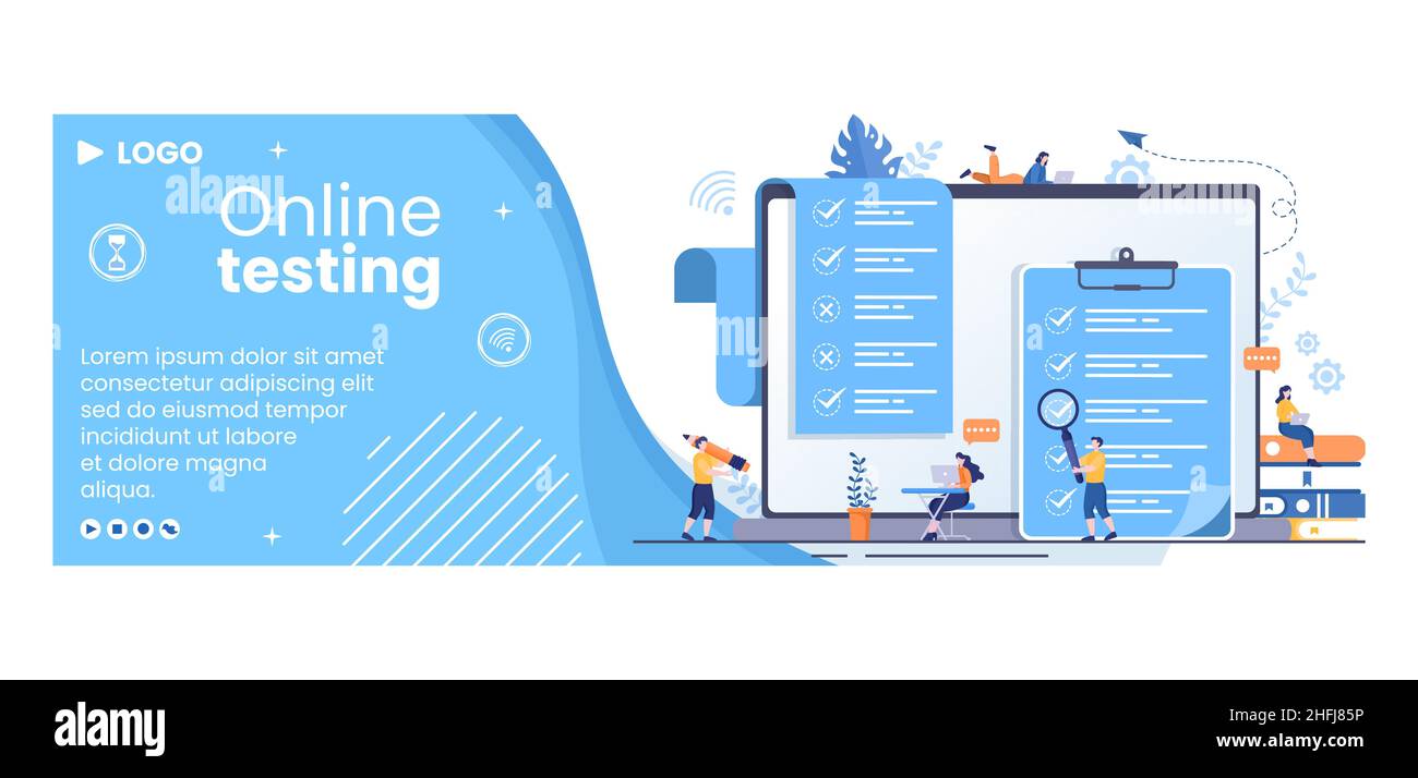 Online Testing Course Cover Template Flat Design Illustration Editable ...