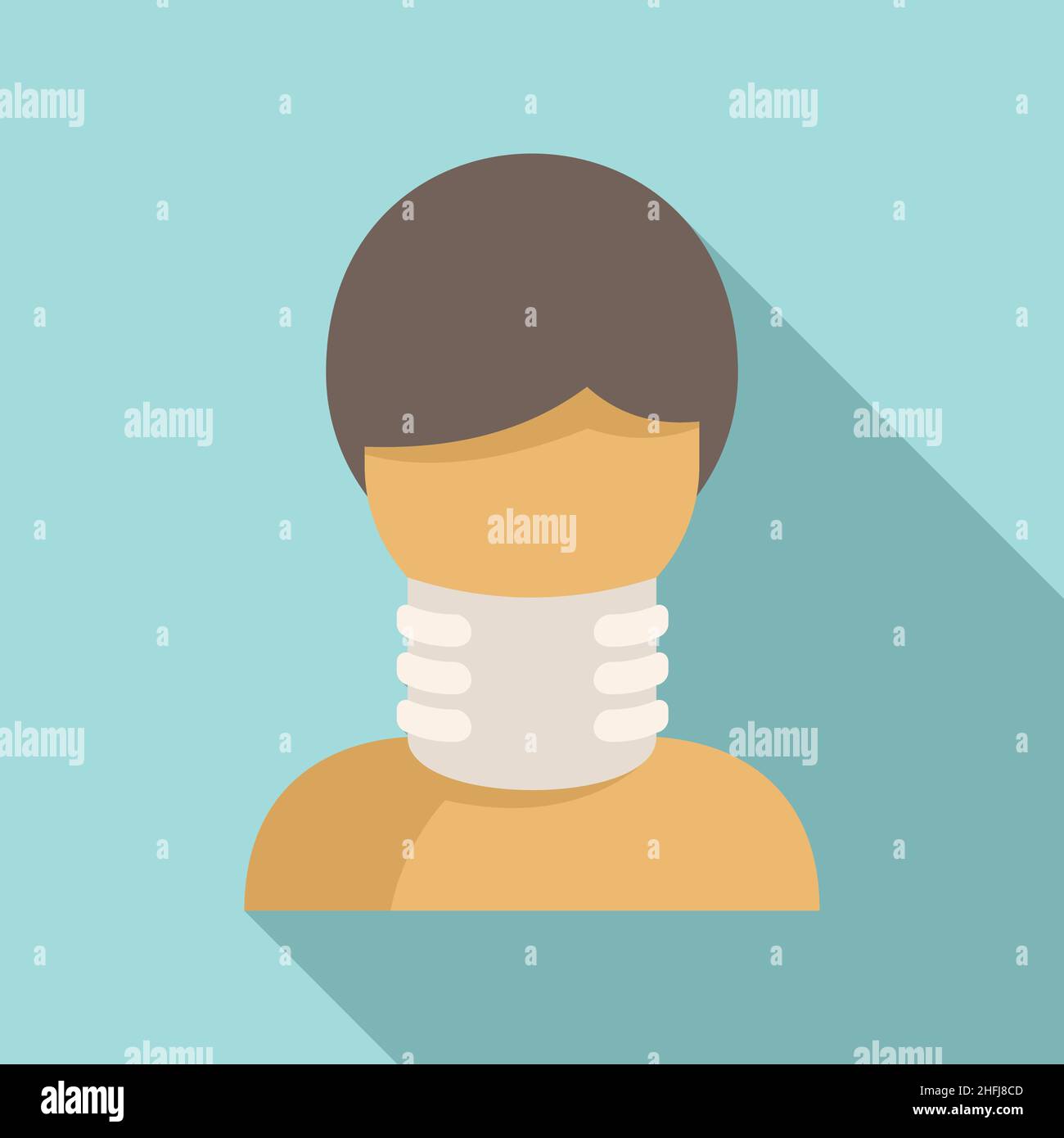 Neck bandage icon flat vector. Accident fracture. Patient damage Stock ...