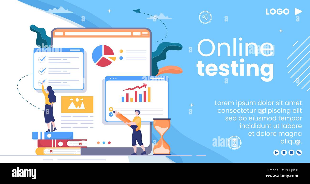 Online Testing Course Post Template Flat Design Illustration Editable ...