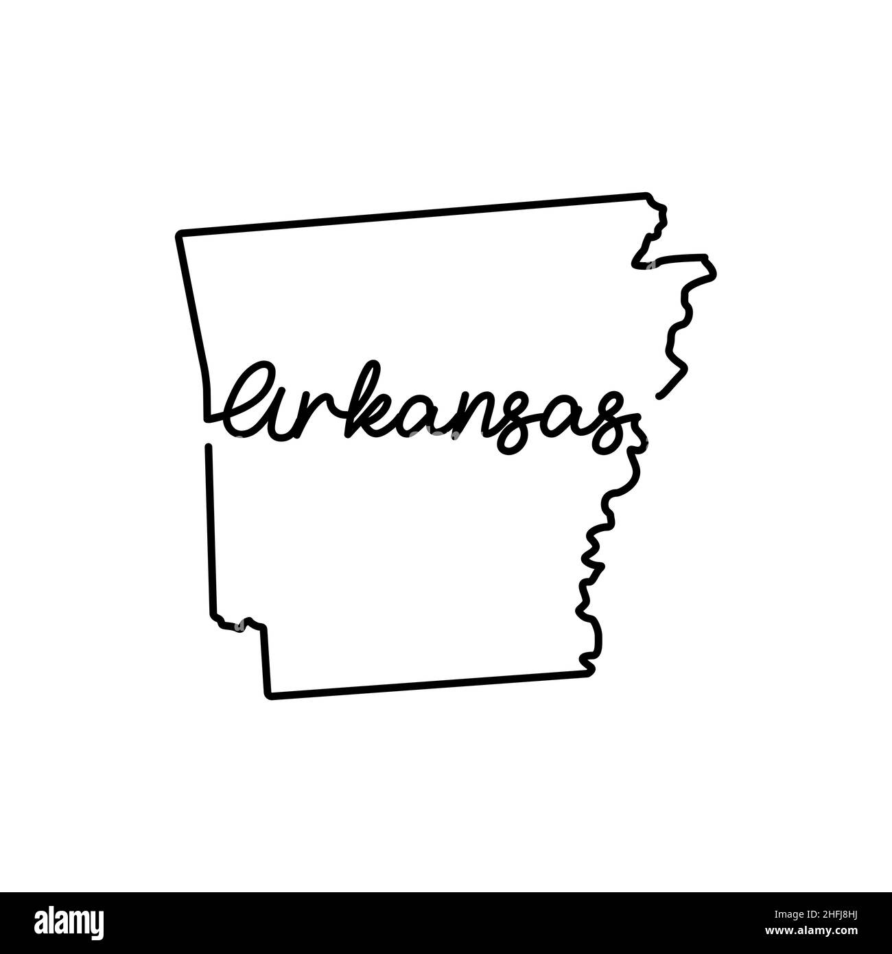 Arkansas US state outline map with the handwritten state name ...