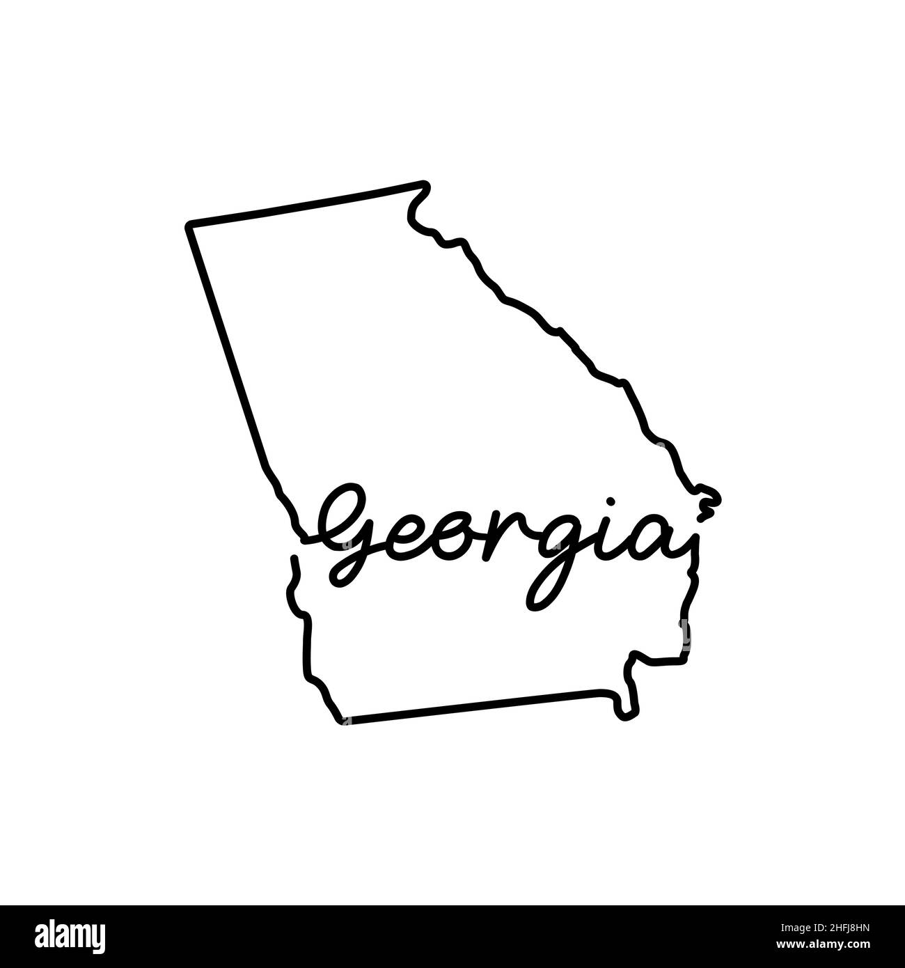 Georgia US state outline map with the handwritten state name ...