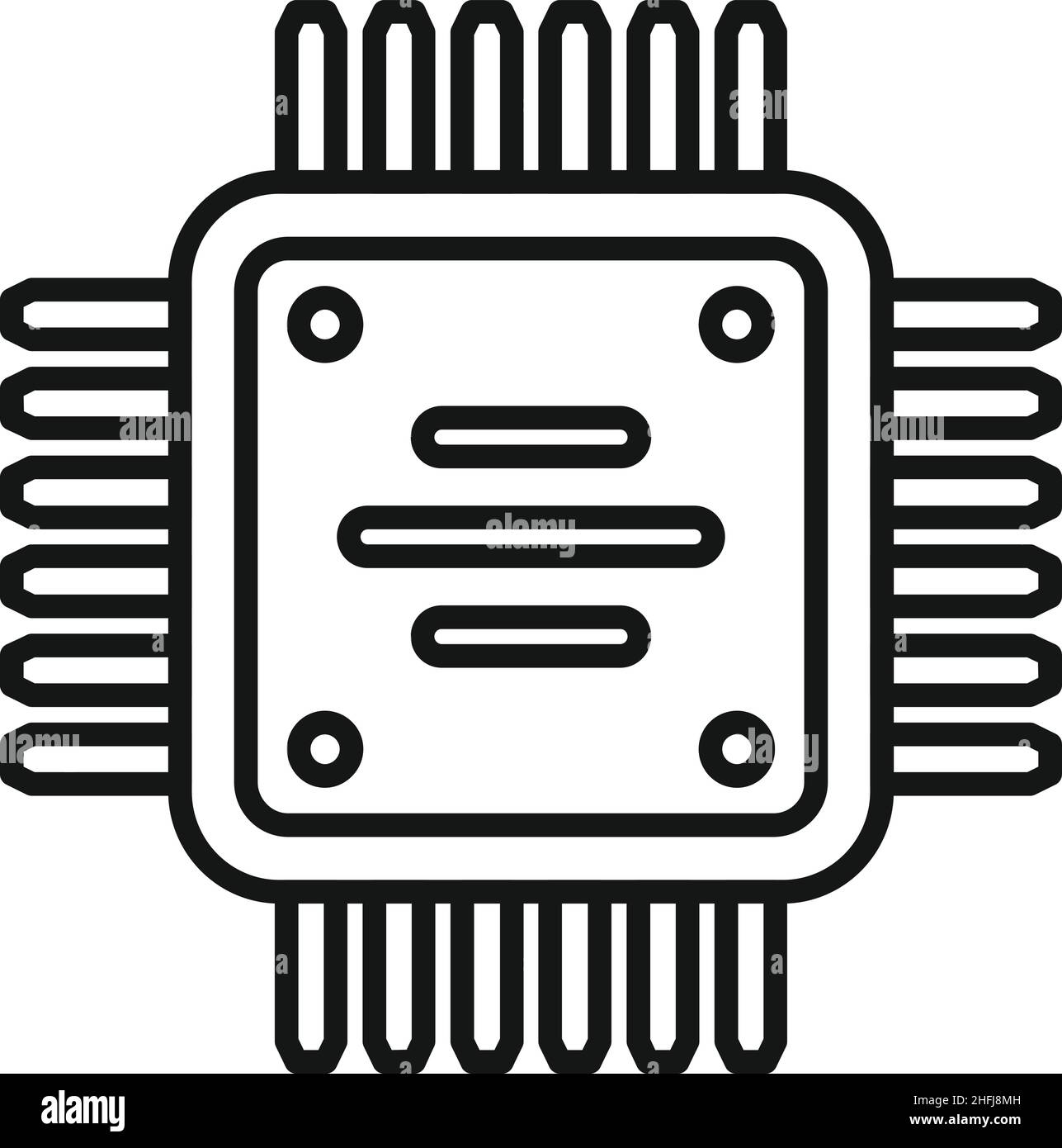 Computer cpu icon outline vector. Circuit chip. Central electronic ...