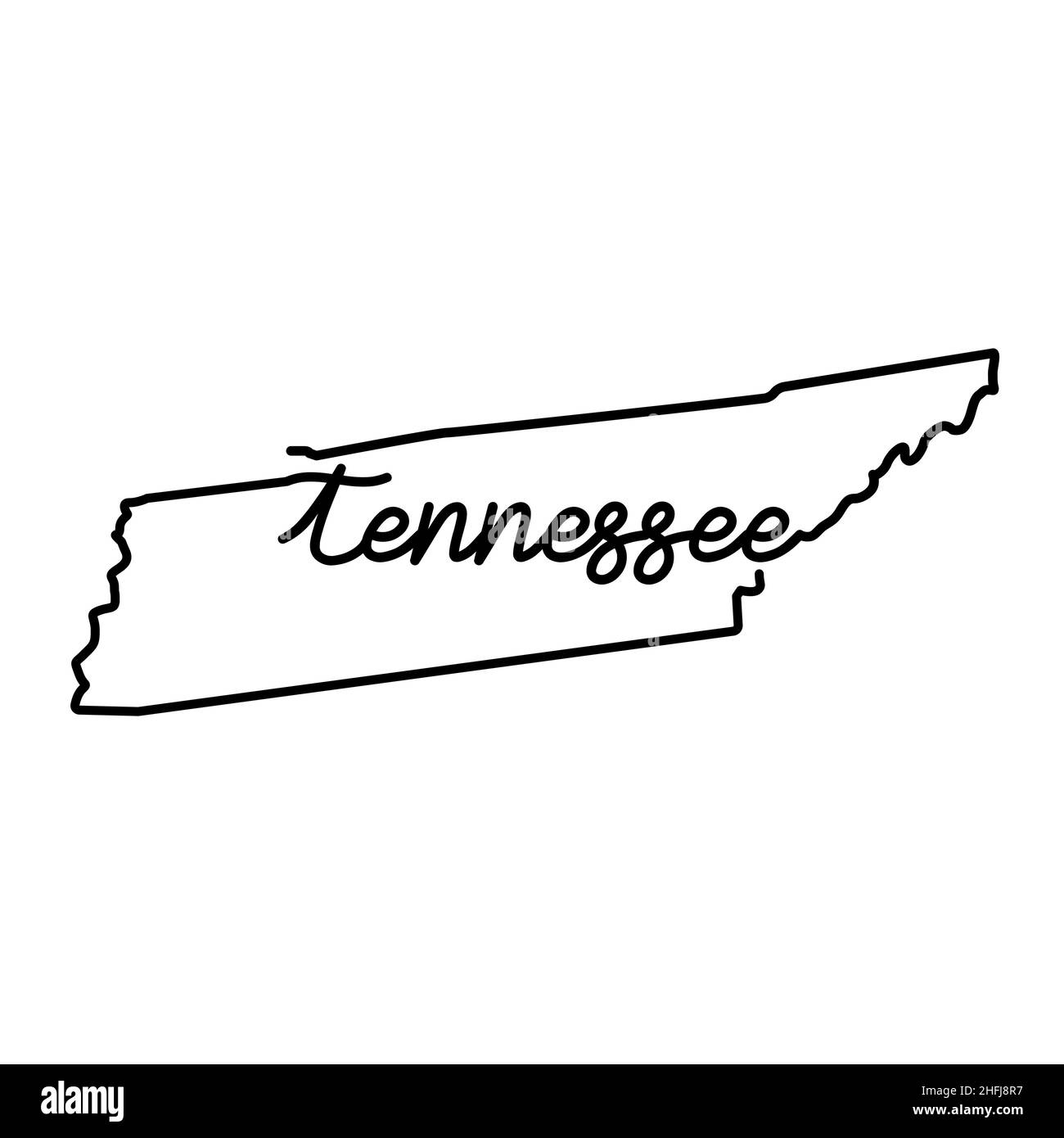 Tennessee US state outline map with the handwritten state name ...