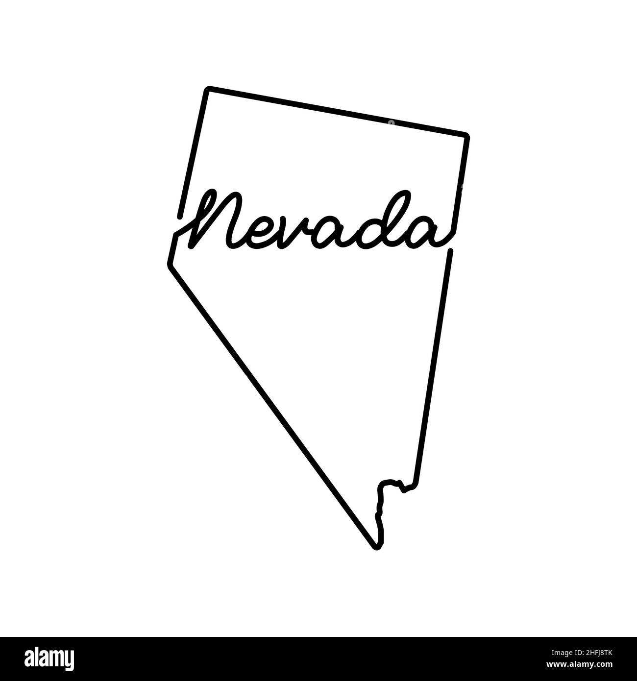 Nevada US state outline map with the handwritten state name. Continuous ...