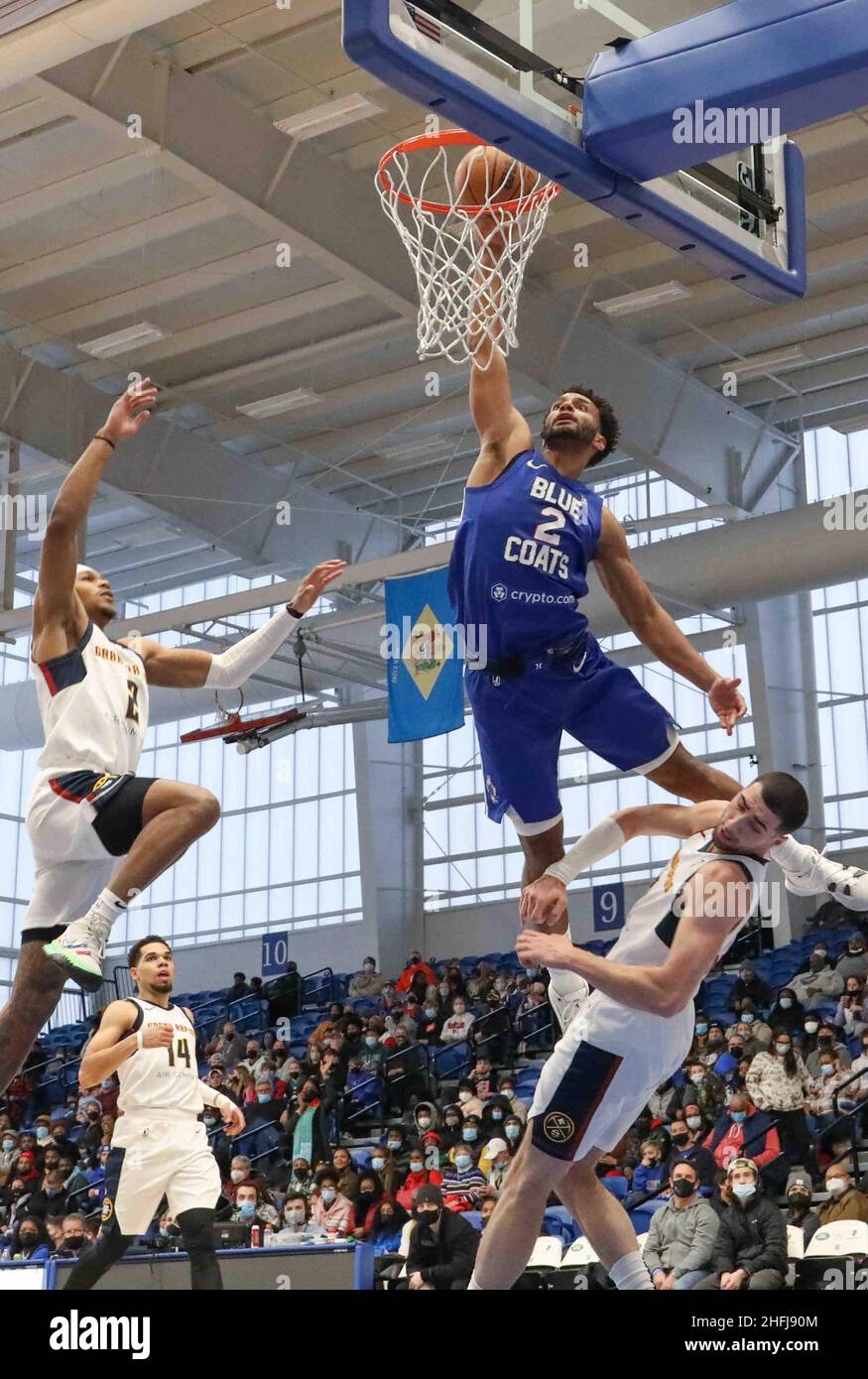 Wilmington, DE, USA. 16th Jan, 2022. Delaware Bluecoats Forward BRAXTON ...
