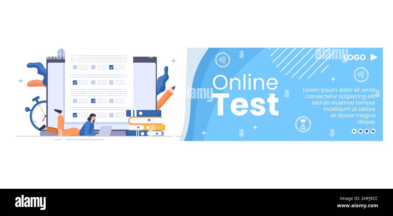 Online Testing Course Banner Template Flat Design Illustration Editable ...
