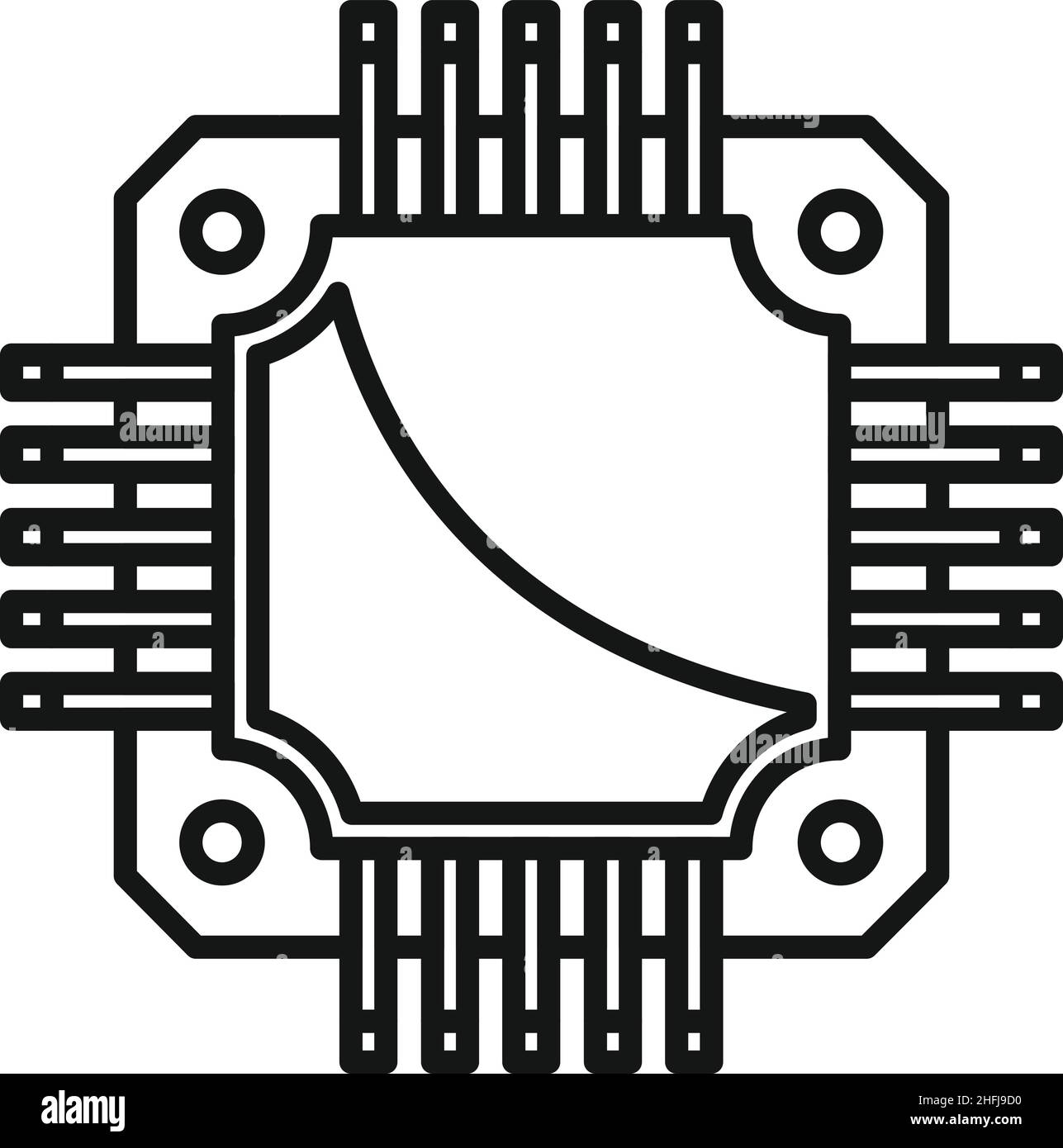Board cpu icon outline vector. Digital microchip. Chip circuit Stock ...