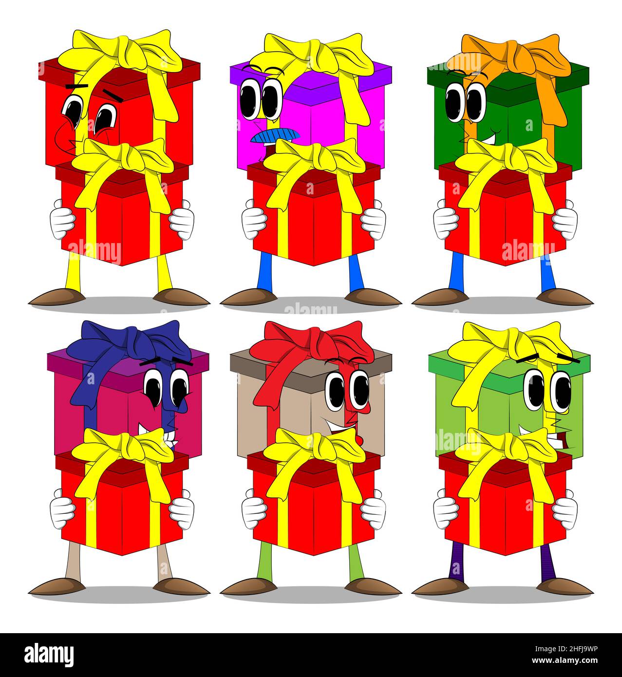 Gift Box with holding big gift box as a cartoon character. Holiday ...