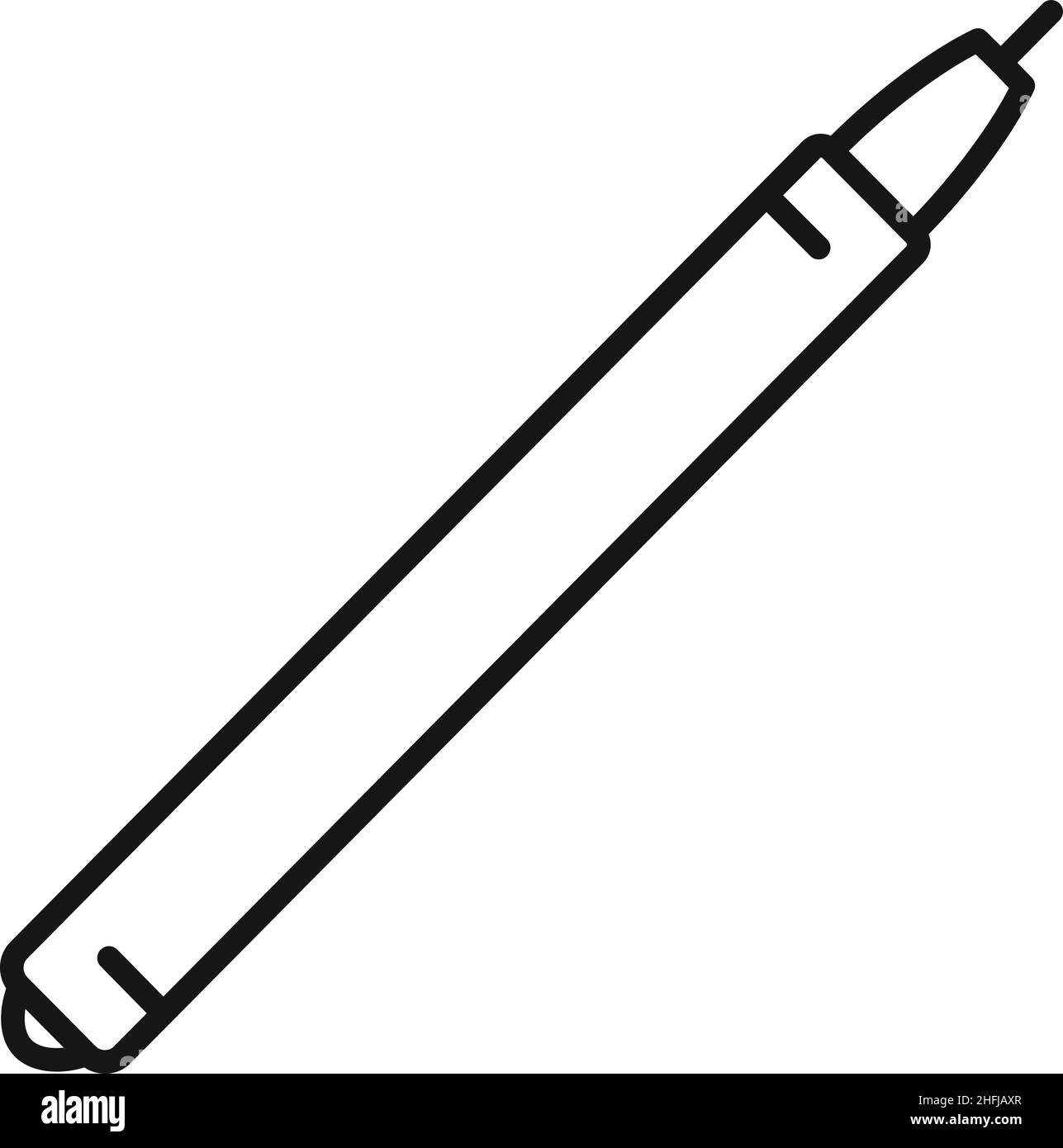 Writing pen icon outline vector. Ink signature. Pencil path Stock ...