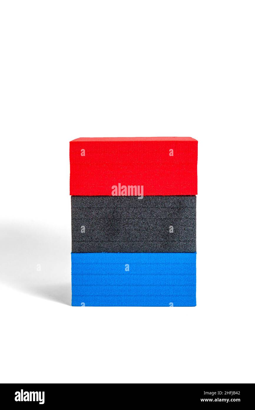 polystyrene forms in colors red, black and blue Stock Photo - Alamy