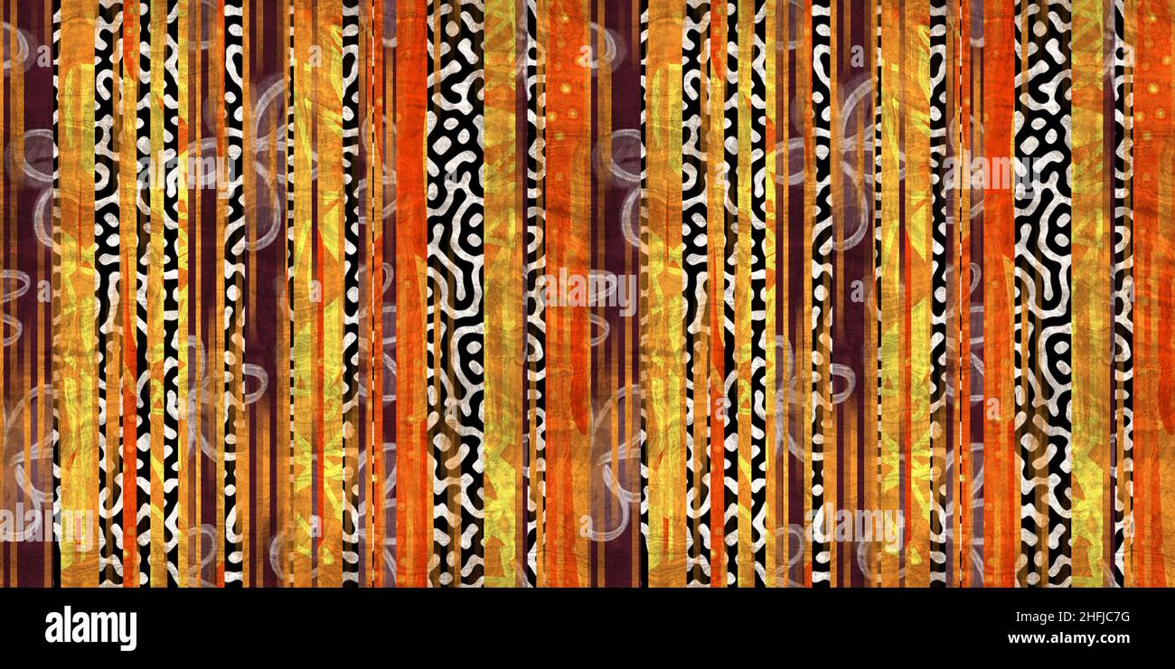 Seamless tribal ethnic stripe grungy border surface pattern design for ...