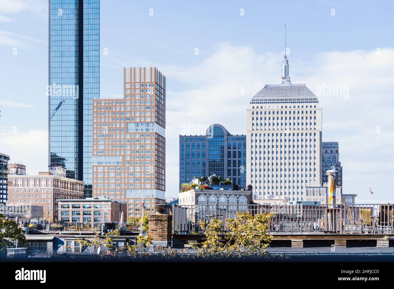 View of skyscrapers and office buildings in Back Bay area in Boston ...