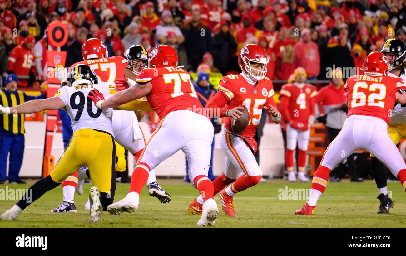 January 16th, 2022: Patrick Mahomes #15 during the Pittsburgh Steelers ...