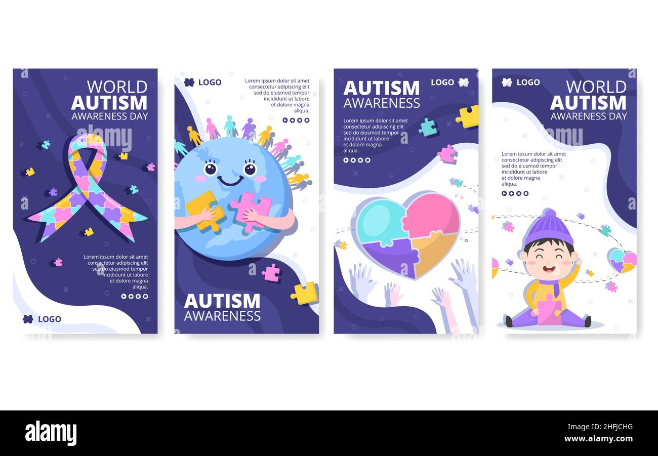 World Autism Awareness Day Post Template Flat Illustration Editable of ...