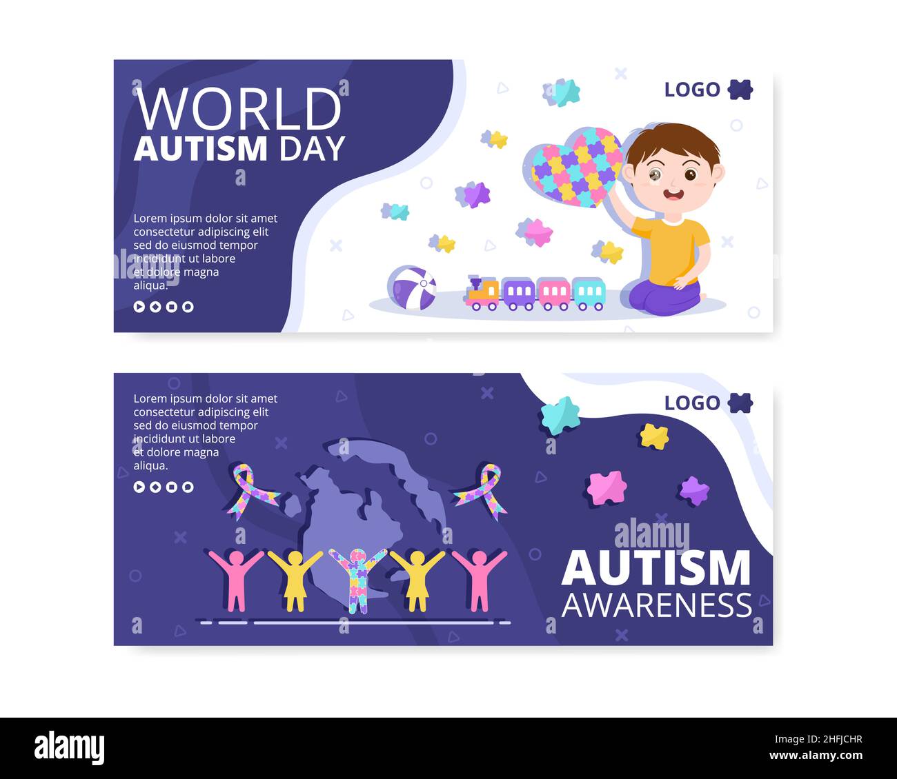 World Autism Awareness Day Banner Template Flat Illustration Editable ...