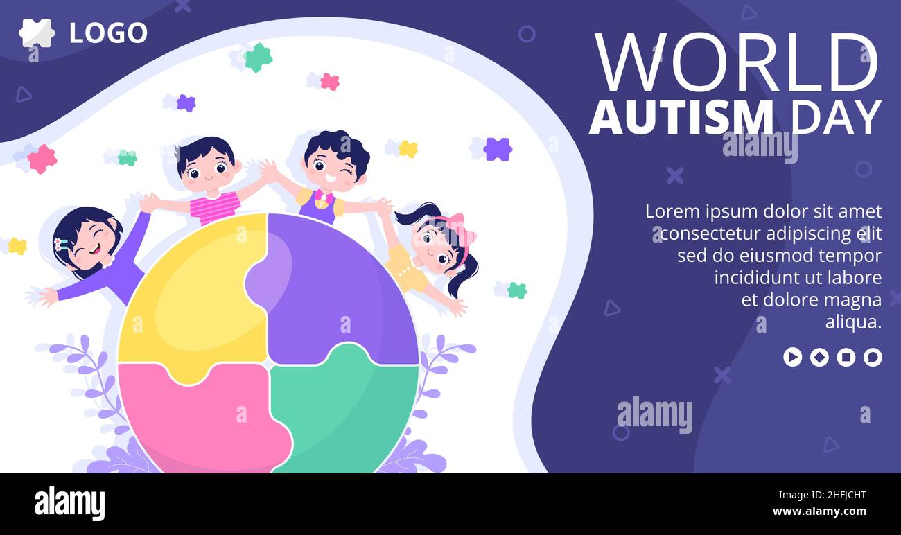 World Autism Awareness Day Post Template Flat Illustration Editable of ...