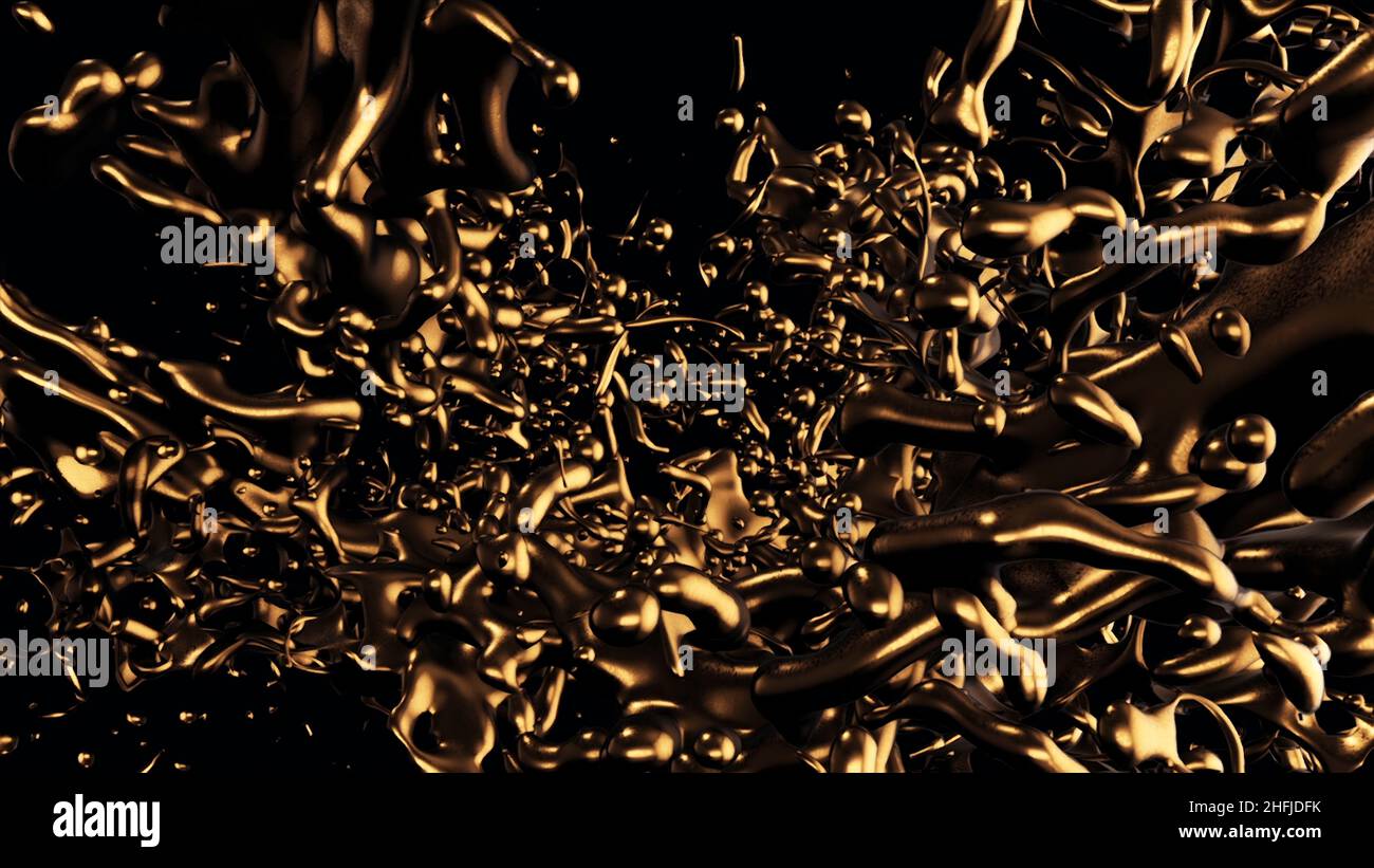 Beautiful, abstract, yellow splash of water rotating in frozen action ...