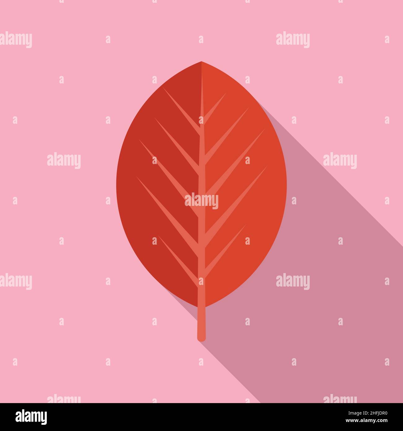 Red leaf icon flat vector. September plant. Oak tree Stock Vector Image ...