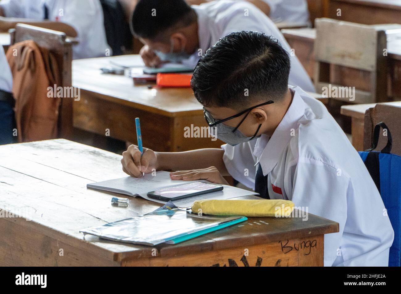 BALI,INDONESIA-5 OCT 2021: classroom atmosphere in Indonesian junior ...