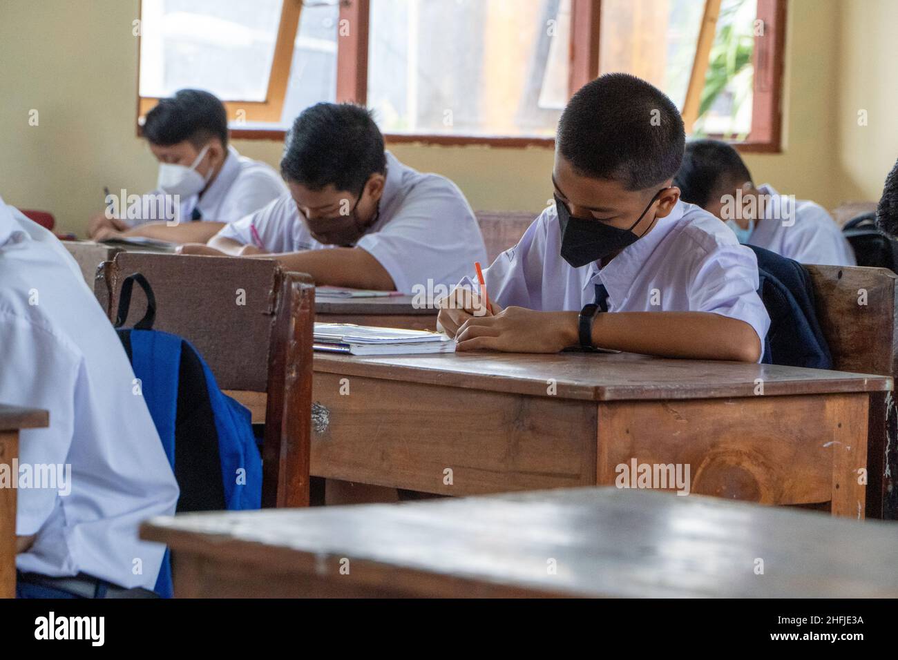 BALI,INDONESIA-5 OCT 2021: classroom atmosphere in Indonesian junior ...