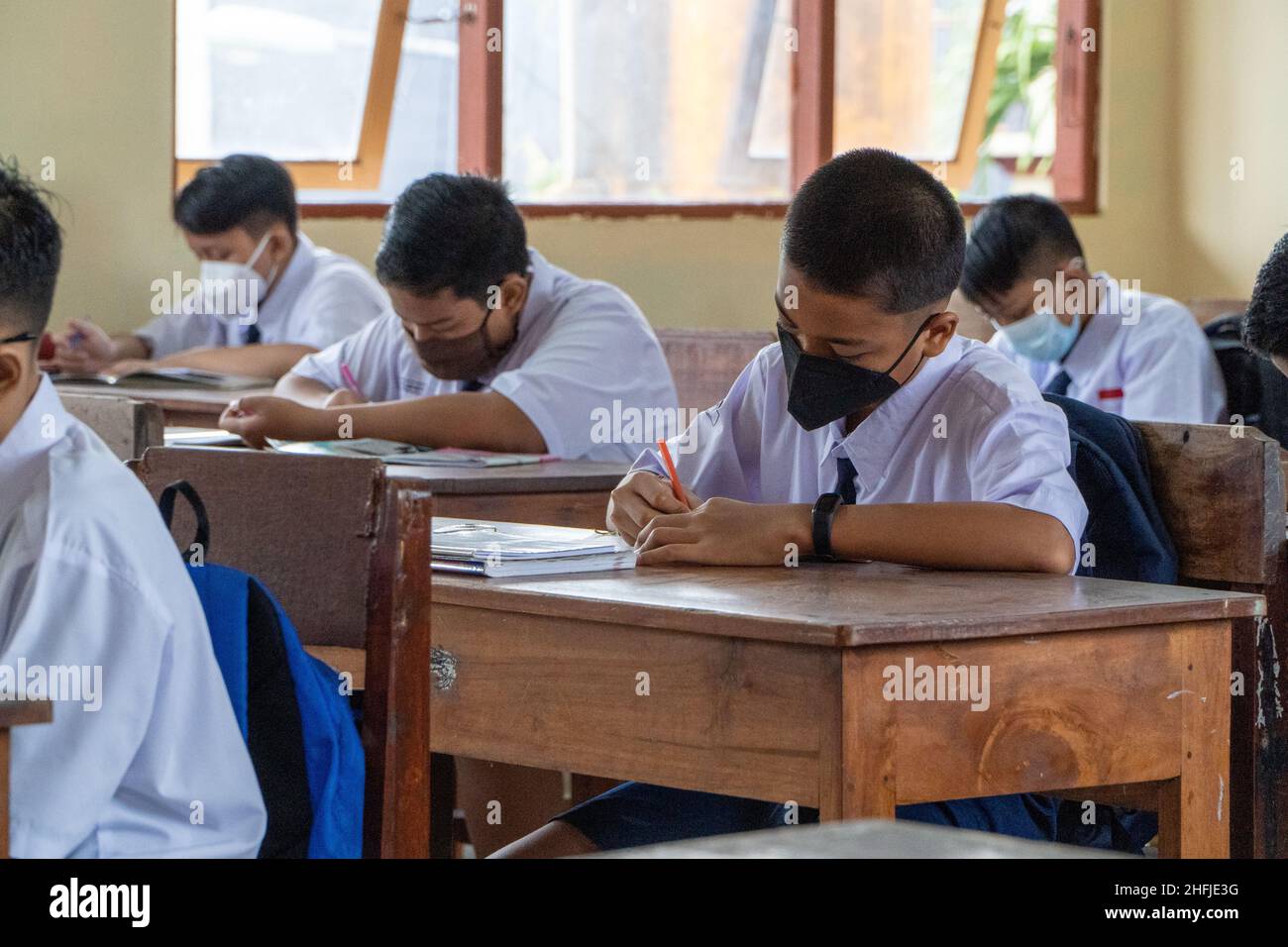 BALI,INDONESIA-5 OCT 2021: classroom atmosphere in Indonesian junior ...