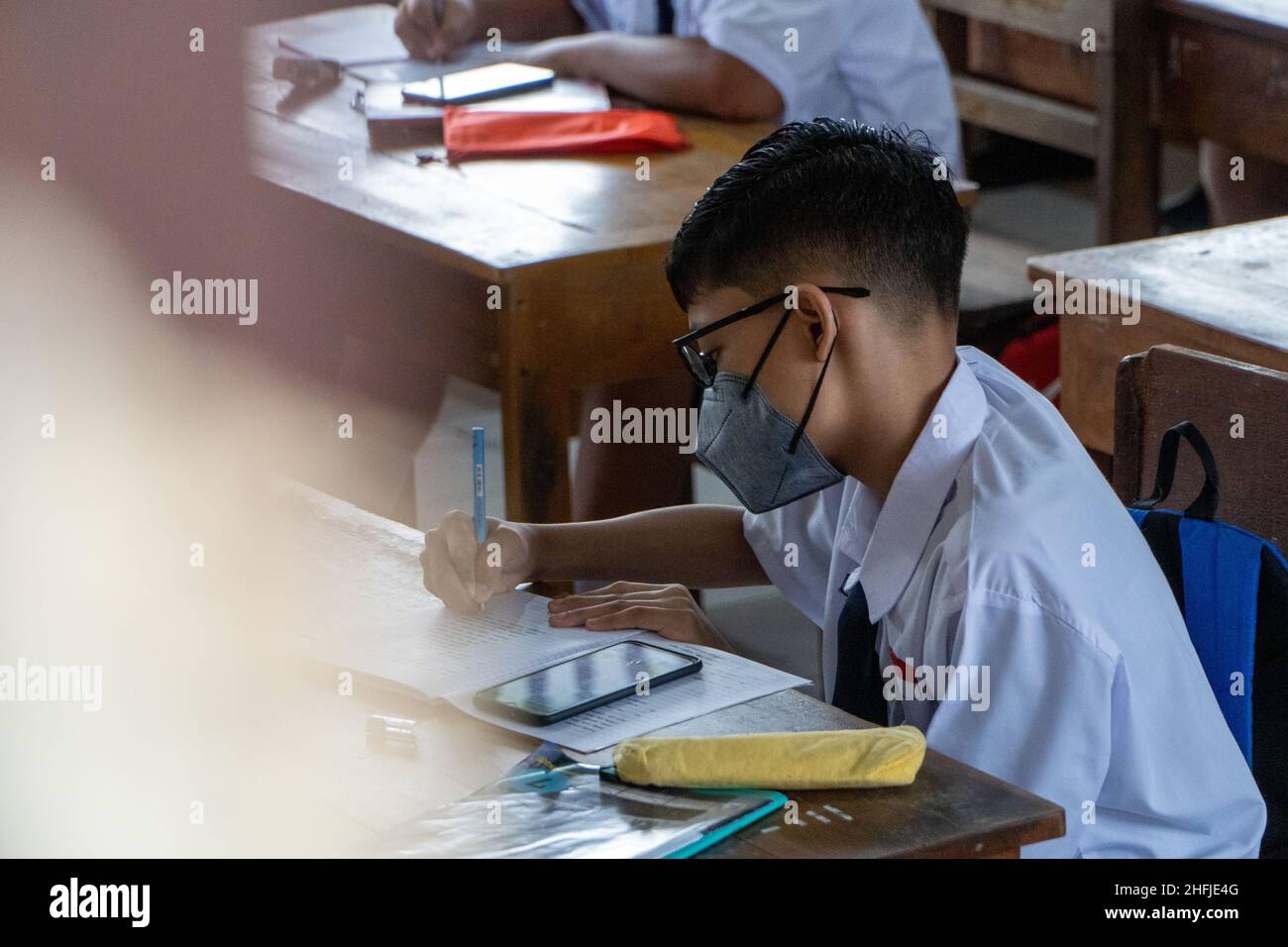 BALI,INDONESIA-5 OCT 2021: classroom atmosphere in Indonesian junior ...