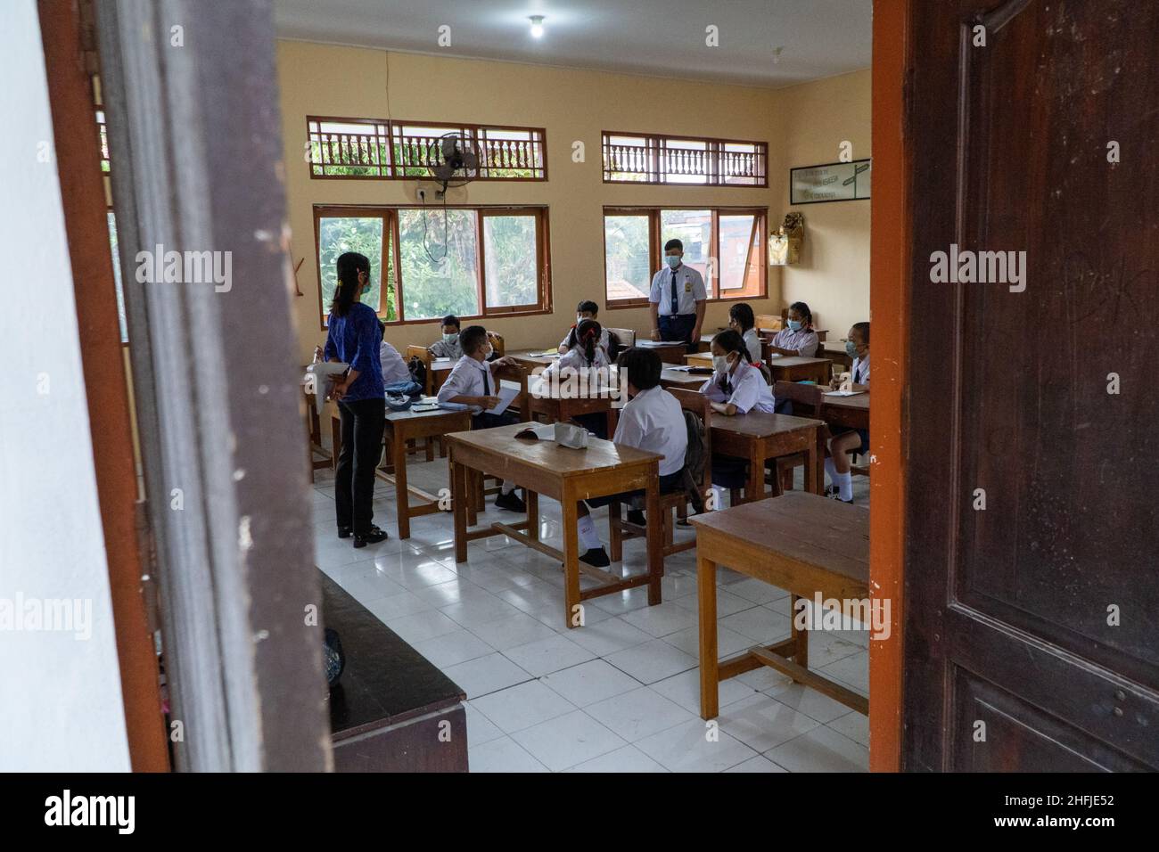 BALI,INDONESIA-5 OCT 2021: classroom atmosphere in Indonesian junior ...