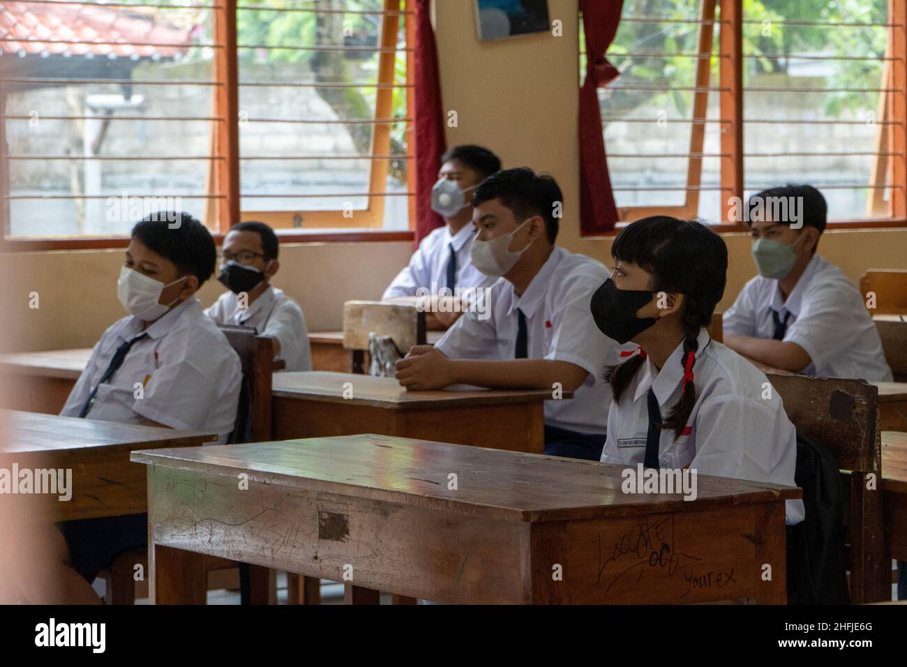 BALI,INDONESIA-5 OCT 2021: classroom atmosphere in Indonesian junior ...
