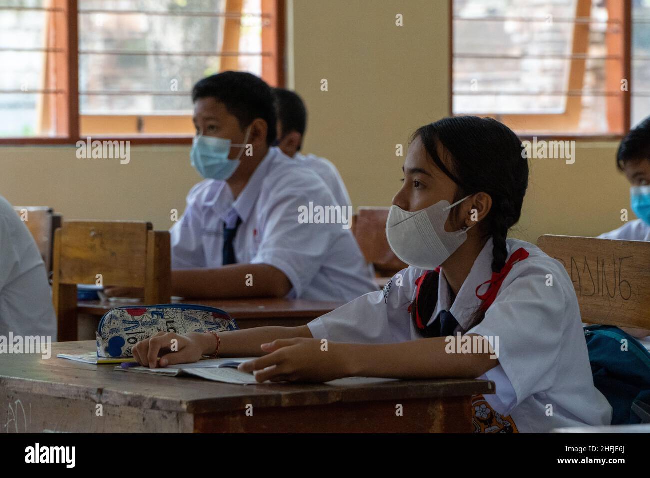 BALI,INDONESIA-5 OCT 2021: classroom atmosphere in Indonesian junior ...