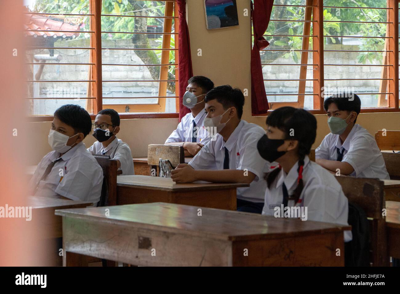 BALI,INDONESIA-5 OCT 2021: classroom atmosphere in Indonesian junior ...