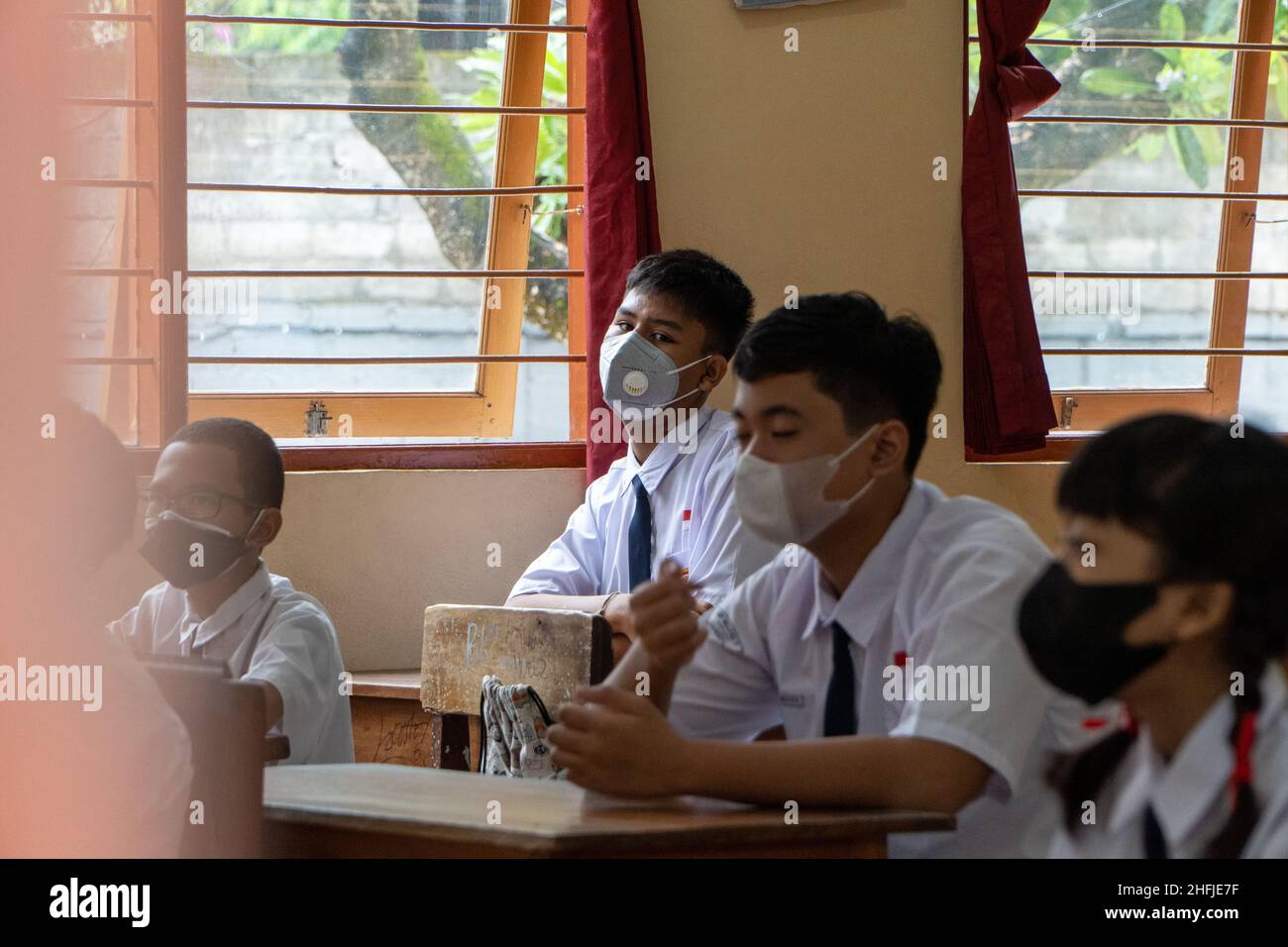 BALI,INDONESIA-5 OCT 2021: classroom atmosphere in Indonesian junior ...