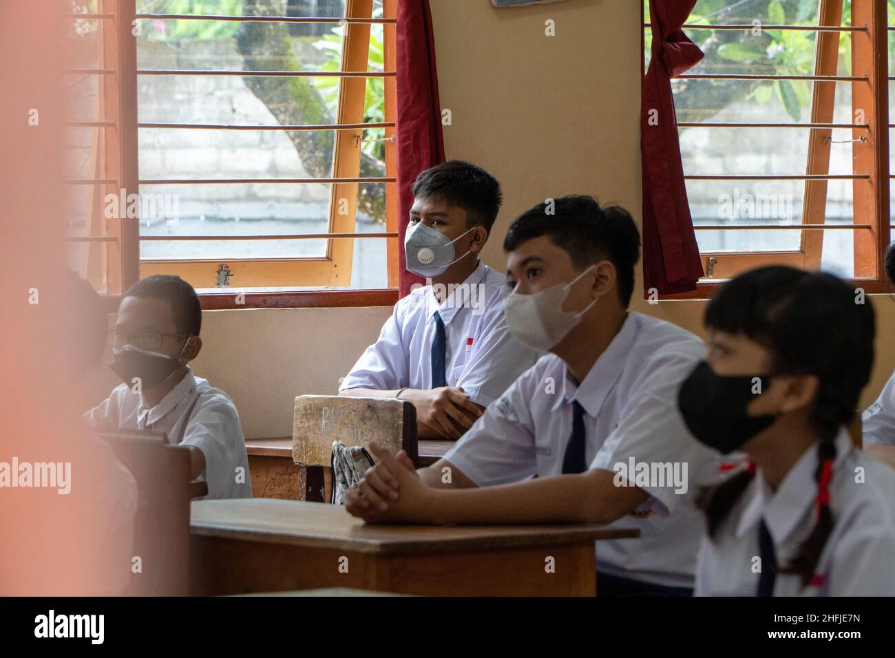BALI,INDONESIA-5 OCT 2021: classroom atmosphere in Indonesian junior ...
