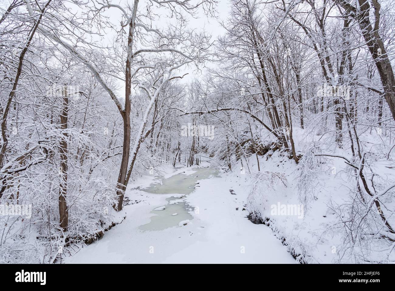 Cedar creek in Geode State Park after a winter snowstorm Stock Photo ...